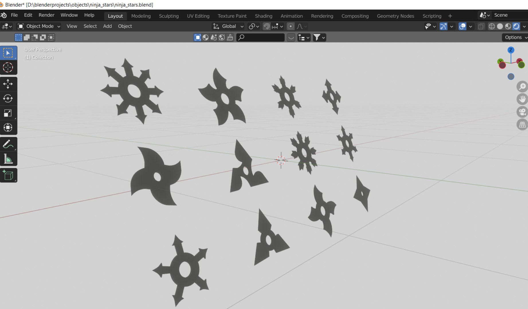 3D 12 Different Shapes Of Ninja Stars Shuriken Model - TurboSquid 1863019