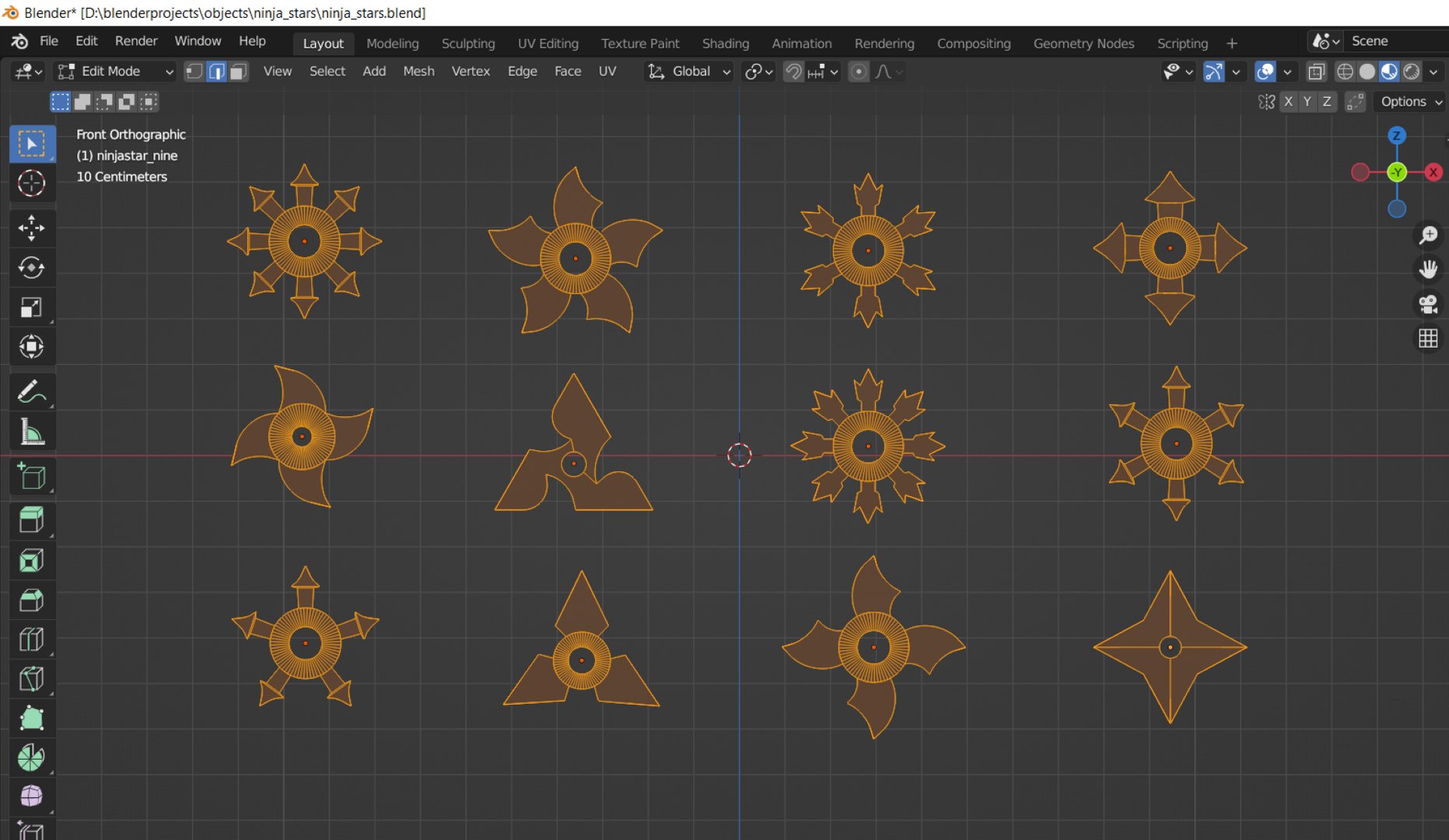 3D 12 Different Shapes Of Ninja Stars Shuriken Model - TurboSquid 1863019