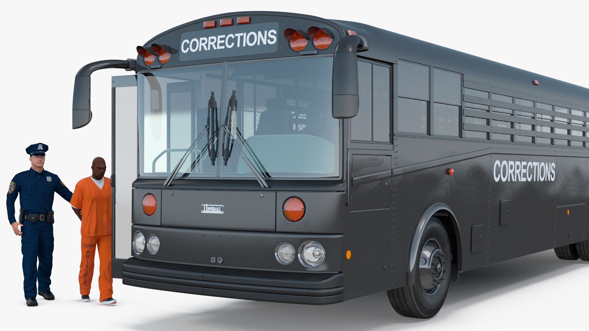 Prison Transport Bus With Officer And Inmate 3D Model - TurboSquid 2378255