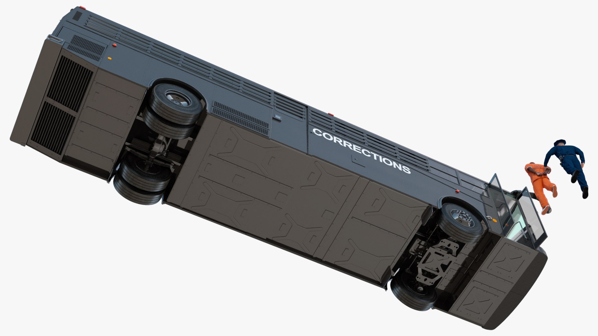 Prison Transport Bus With Officer And Inmate 3D Model - TurboSquid 2378255