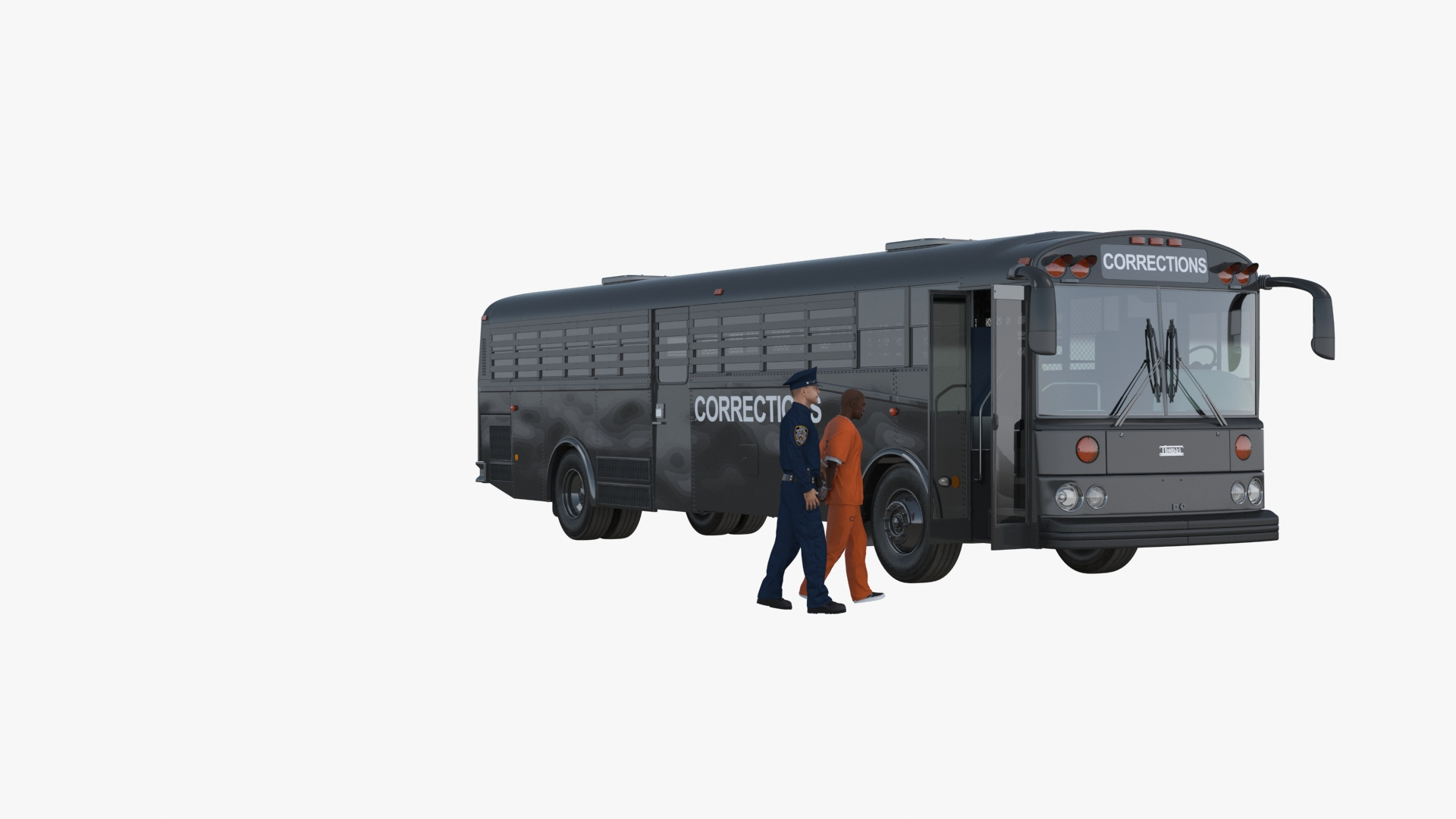 Prison Transport Bus With Officer And Inmate 3D Model - TurboSquid 2378255