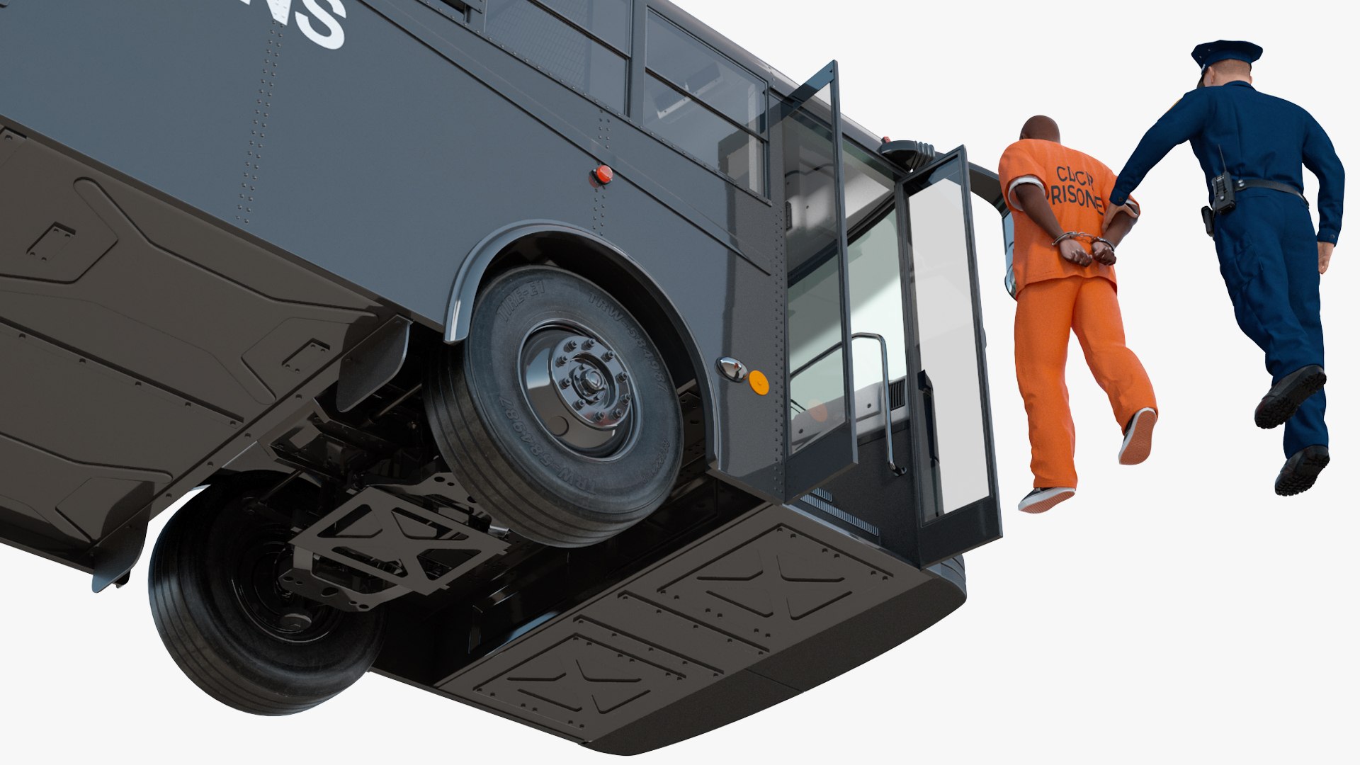 Prison Transport Bus With Officer And Inmate 3D Model - TurboSquid 2378255