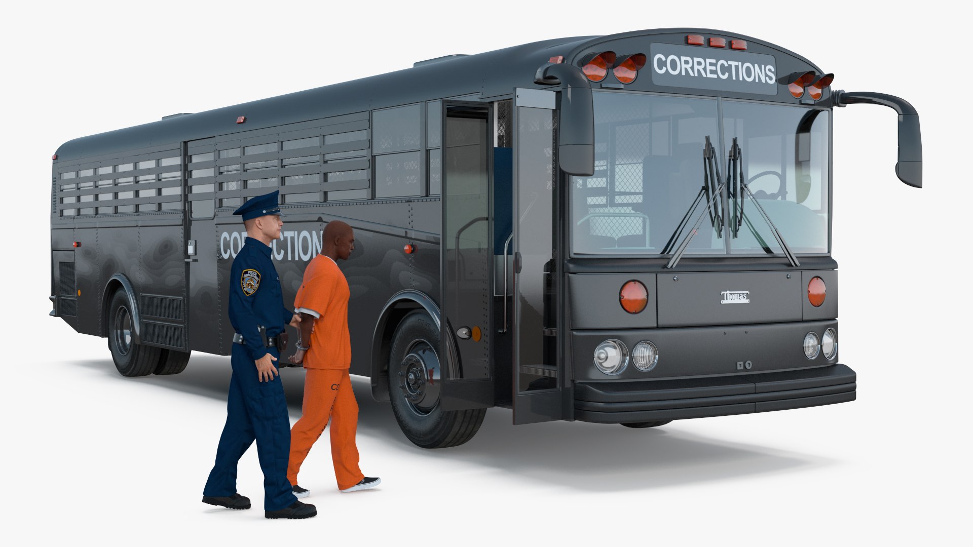 Prison Transport Bus With Officer And Inmate 3D Model - TurboSquid 2378255