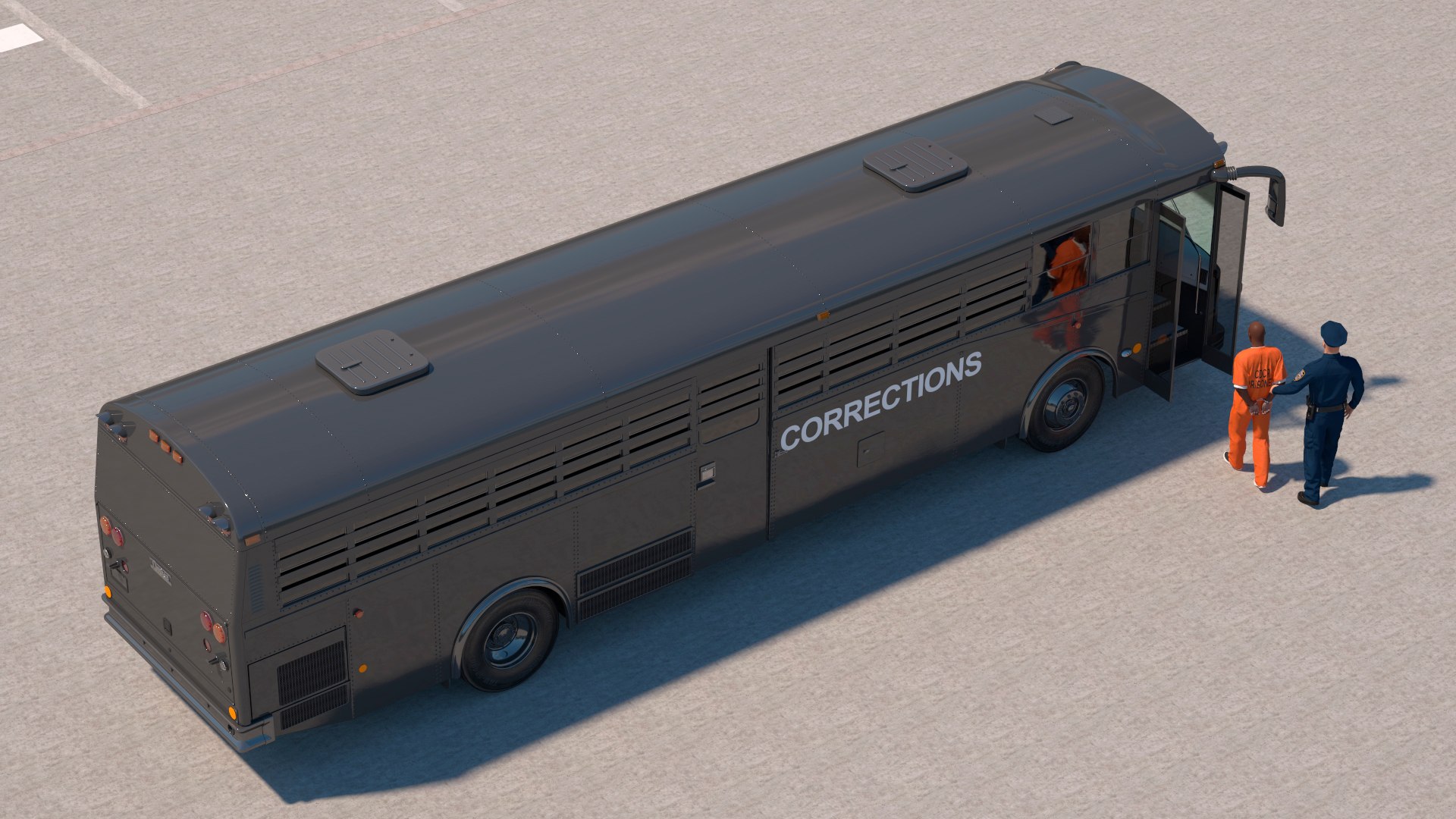 Prison Transport Bus With Officer And Inmate 3D Model - TurboSquid 2378255