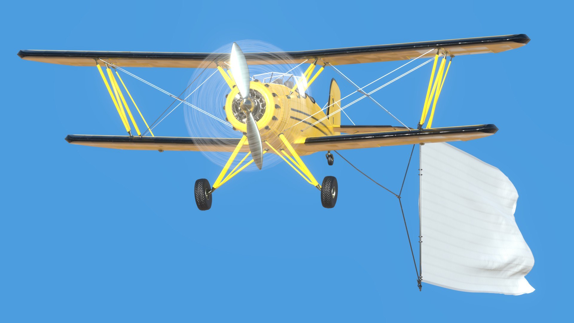 Biplane With Banner - Animated Game Asset 3D model - TurboSquid 1945909