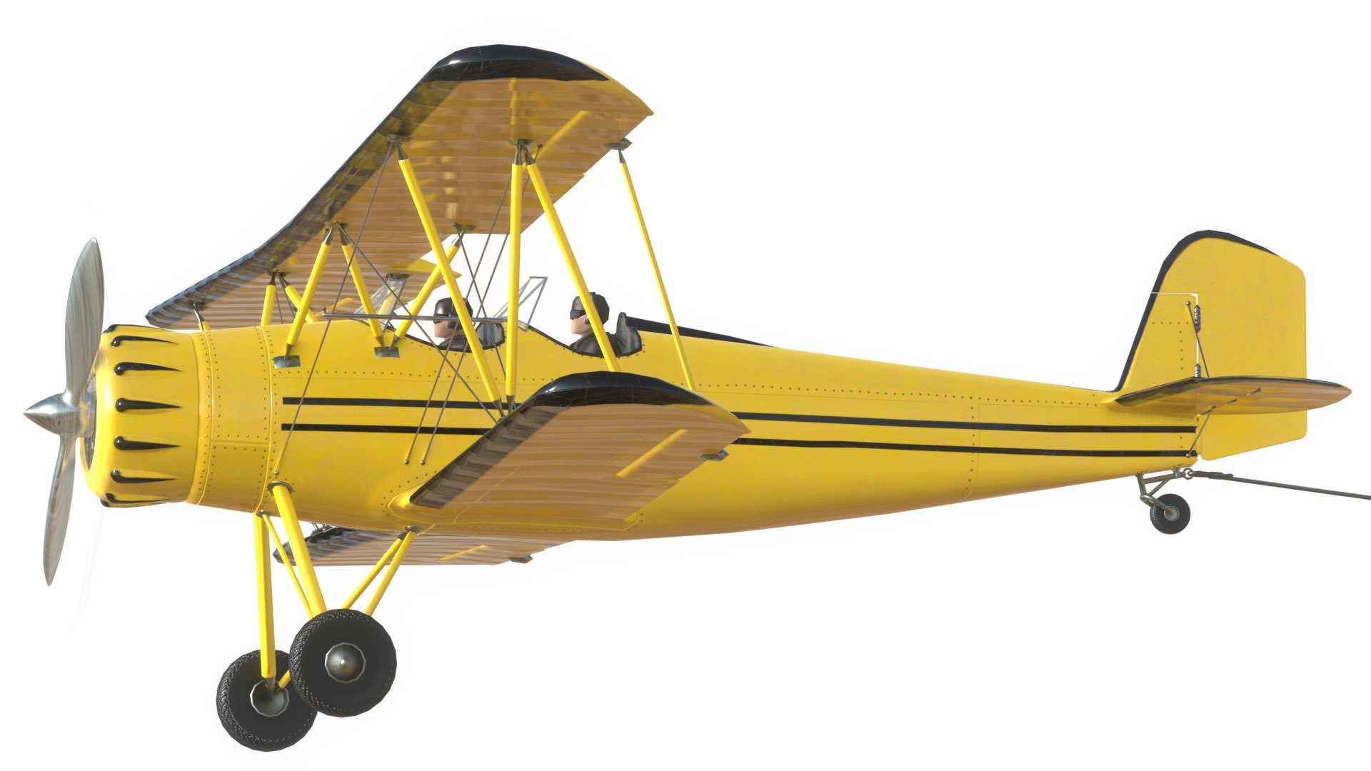 Biplane With Banner - Animated Game Asset 3D model - TurboSquid 1945909
