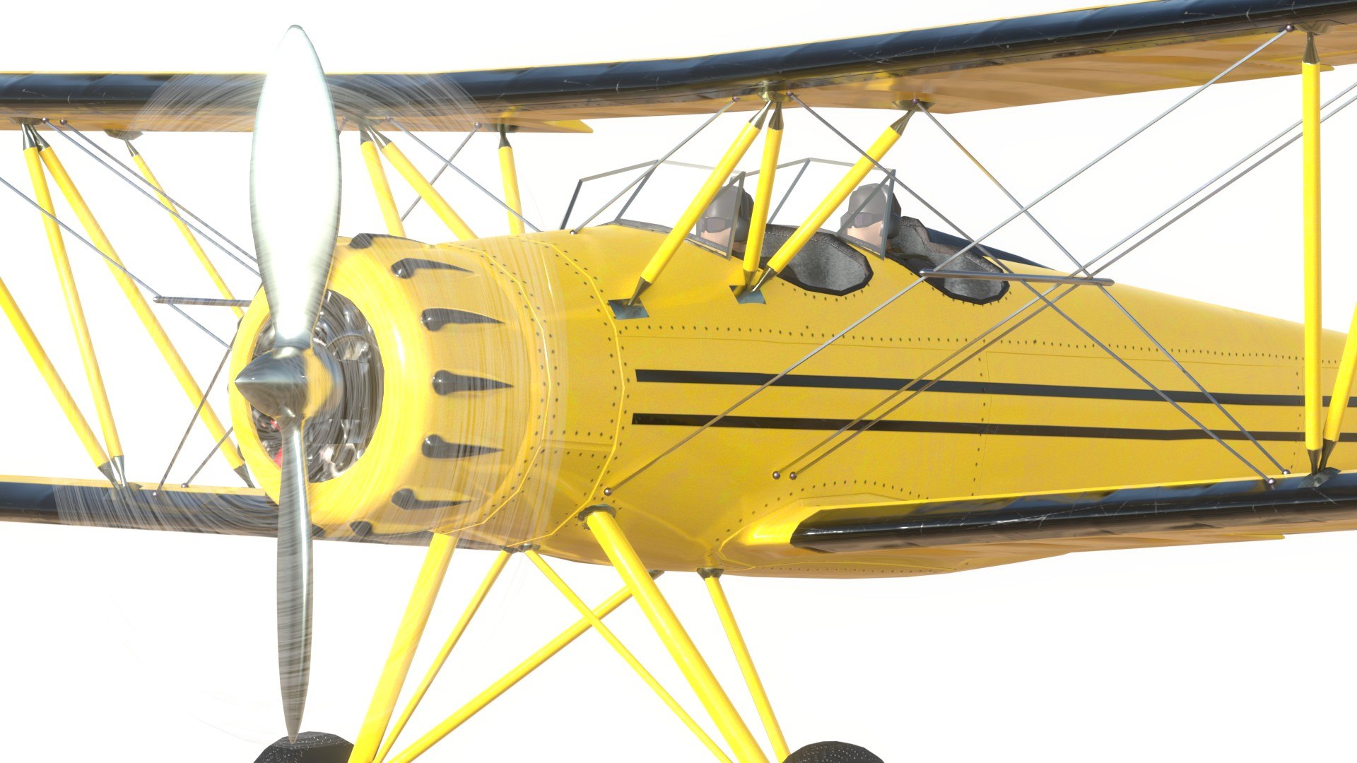 Biplane With Banner - Animated Game Asset 3D model - TurboSquid 1945909