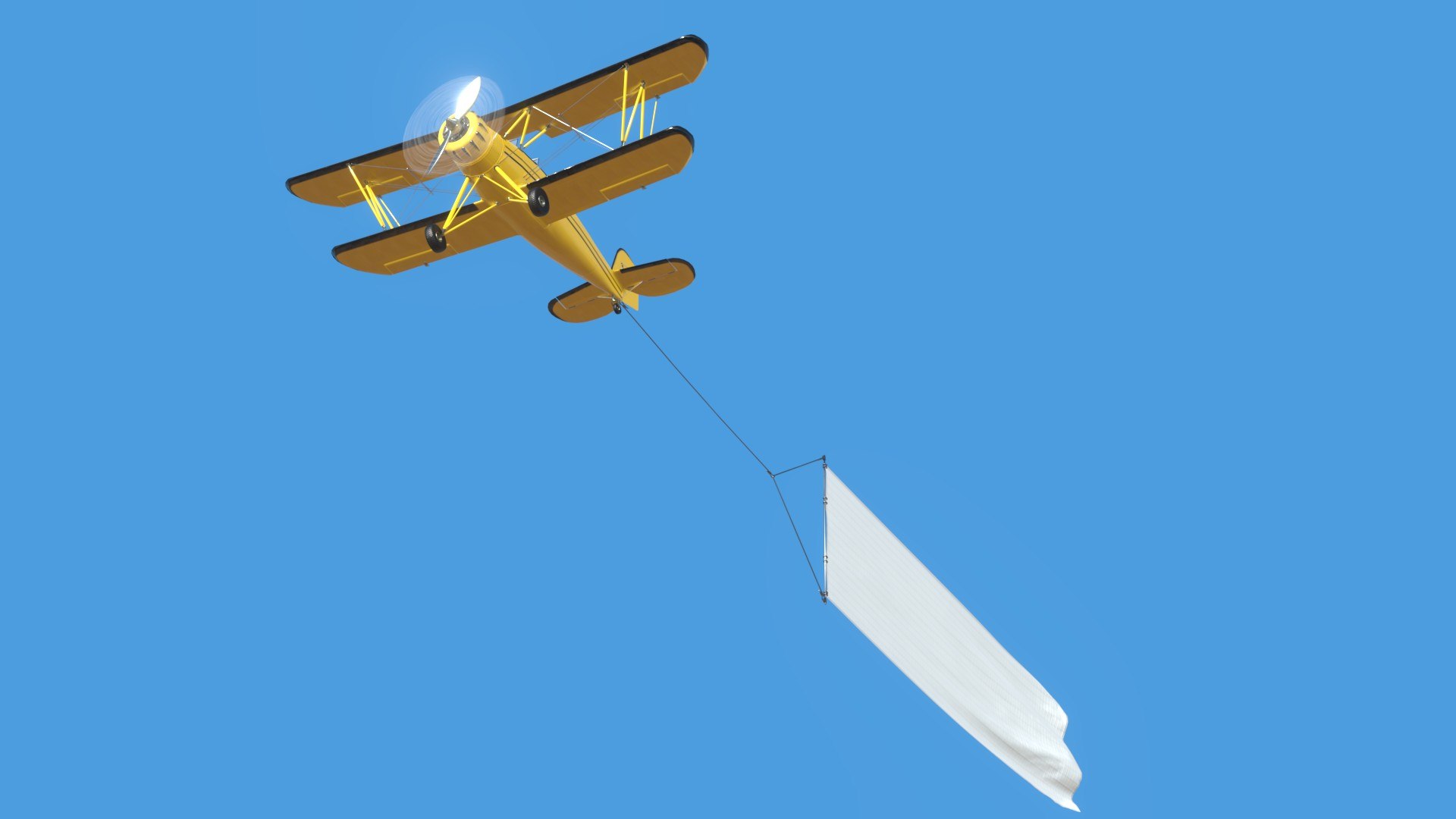 Biplane With Banner - Animated Game Asset 3D model - TurboSquid 1945909
