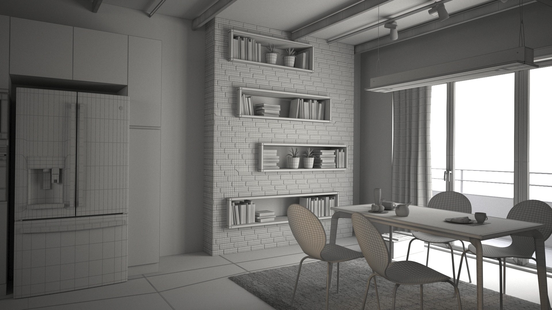 3D Model Kitchen And Living Room Interior 3D Scene - TurboSquid 2156822