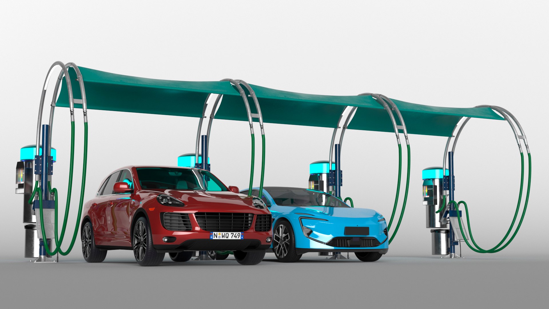 Luxury Vehicles On Car Wash With Vacuum Cleaner 3D - TurboSquid 2282943