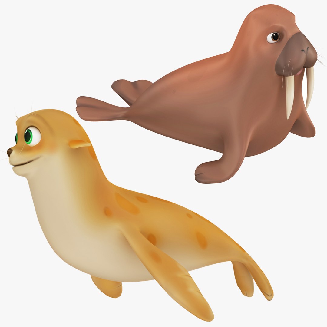 Cartoon Monk Seal And Walrus Collection 3D Model - TurboSquid 2089998