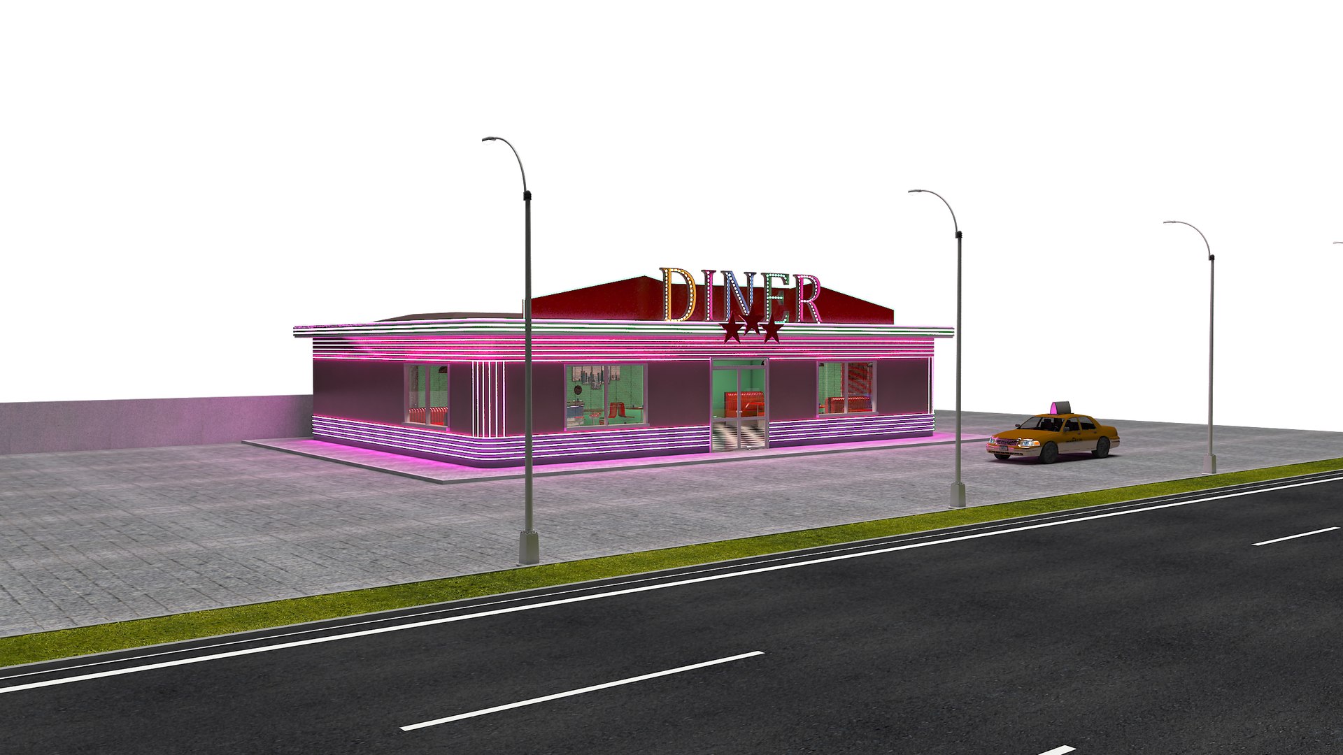 Vintage Roadside Diner 3D Model - TurboSquid 1776557