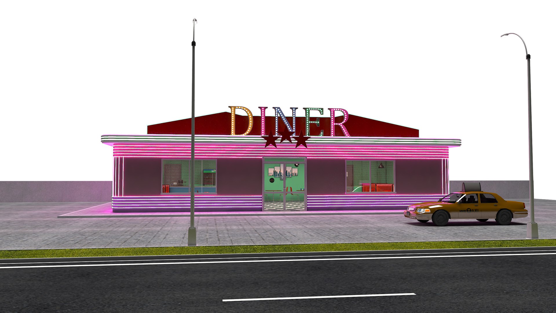 Vintage Roadside Diner 3D model - TurboSquid 1776557