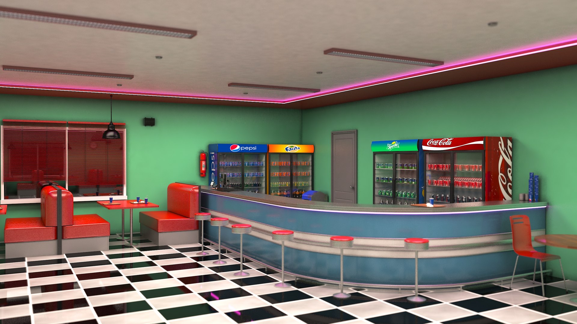 Vintage Roadside Diner 3D Model - TurboSquid 1776557