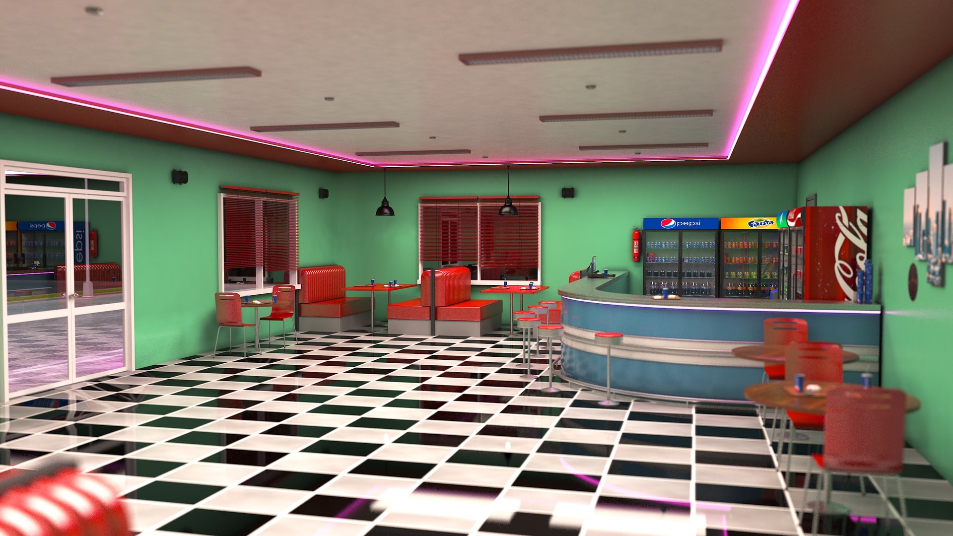 Vintage Roadside Diner 3D Model - TurboSquid 1776557
