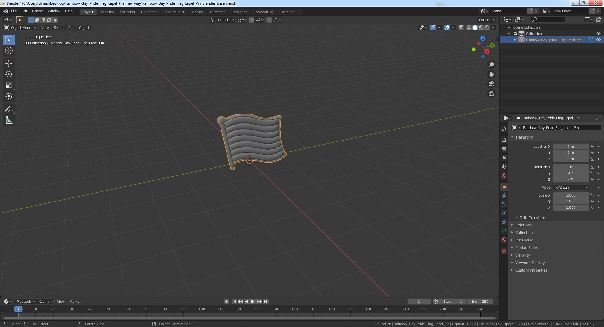 Rainbow gay pride flag 3D model - TurboSquid 1645901