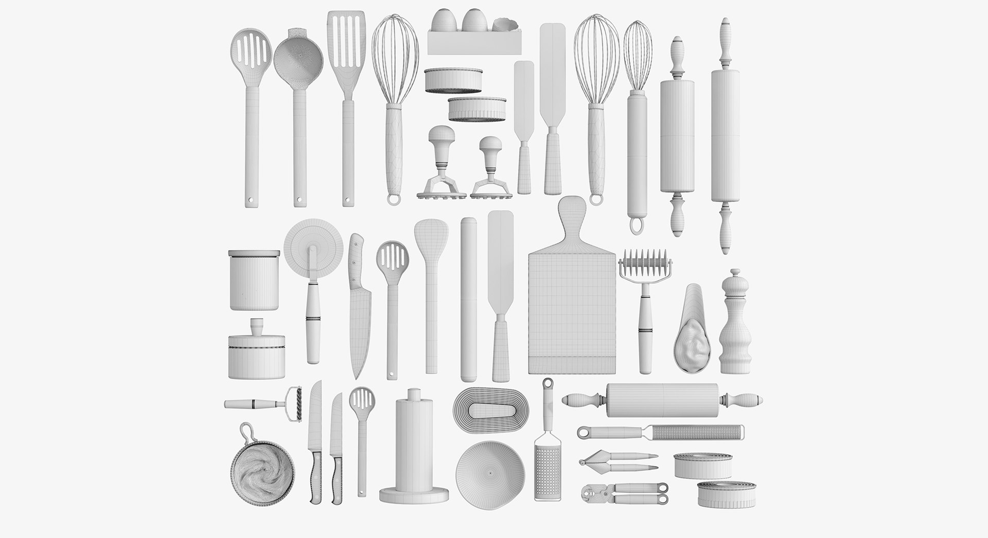 3D Set Of Kitchen Utensils With Spices For Kitchen Or Restaurant Model ...