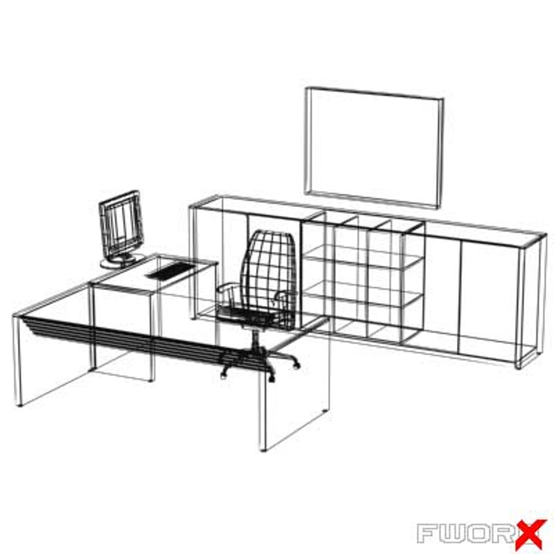 3d model desk executive