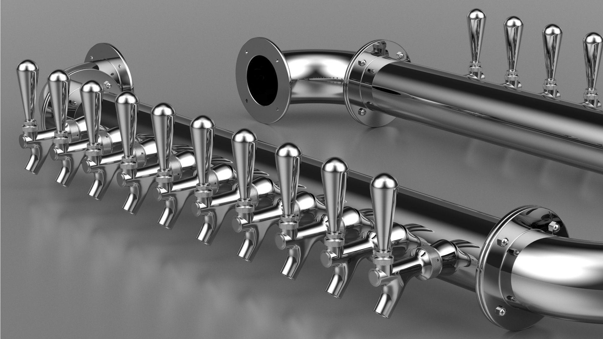 Wall mount rail draft beer 3D - TurboSquid 1682099