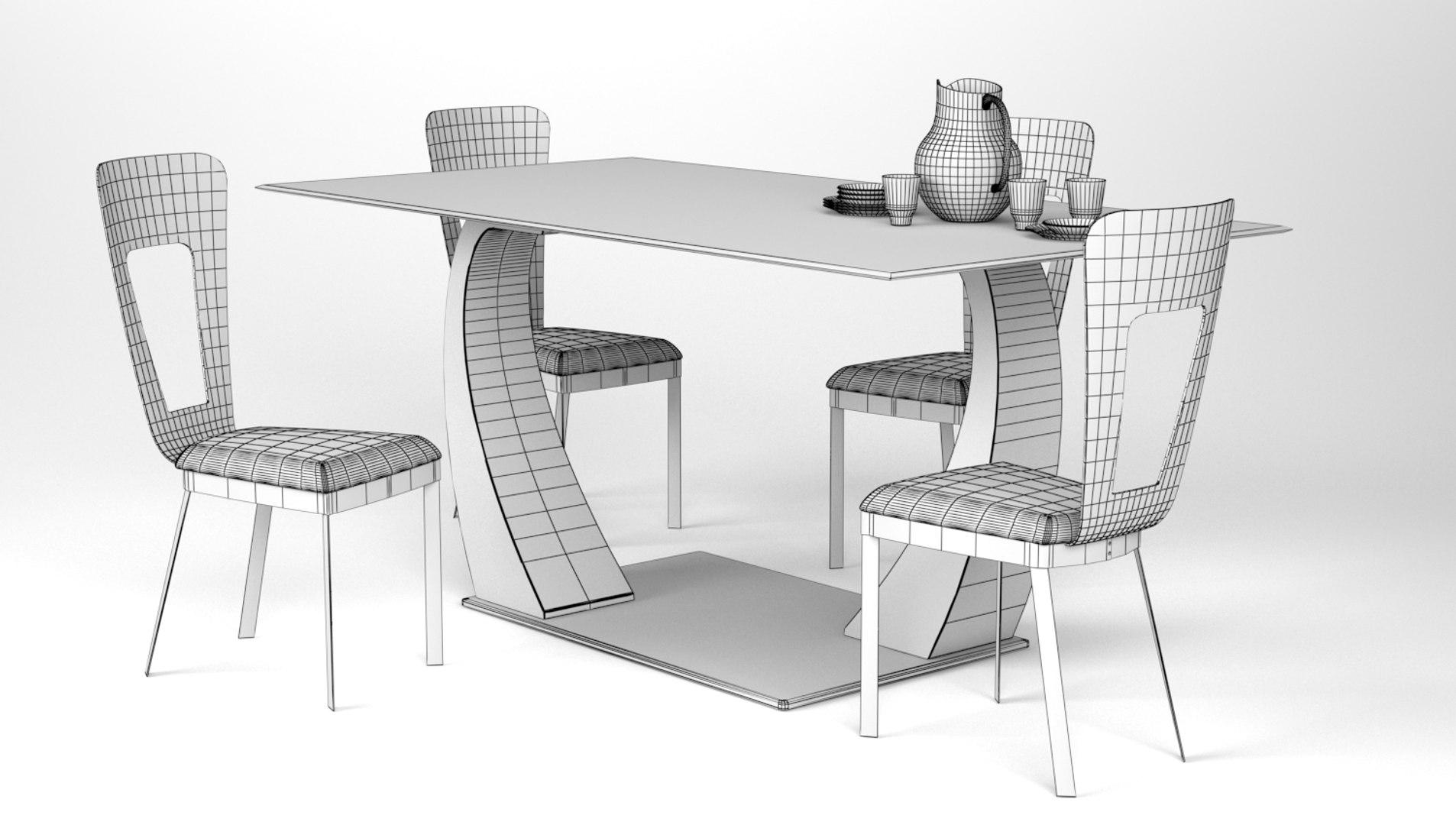 Metal Dining Table 3d Model
