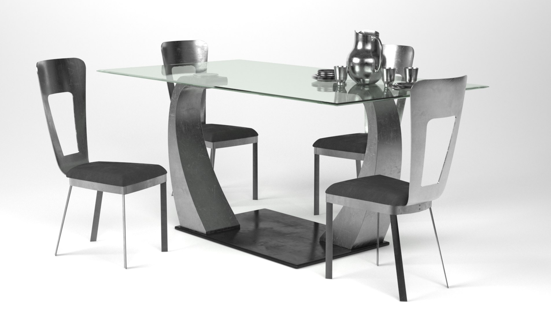 Metal Dining Table 3d Model