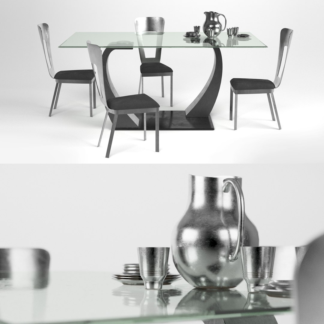Metal Dining Table 3d Model