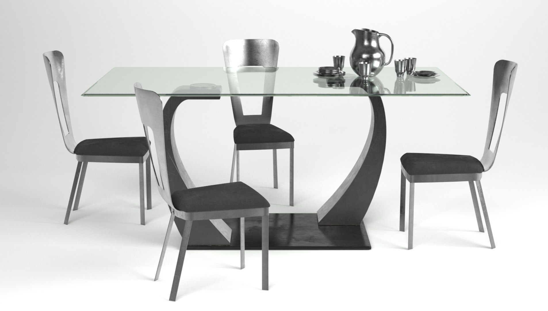 Metal Dining Table 3d Model