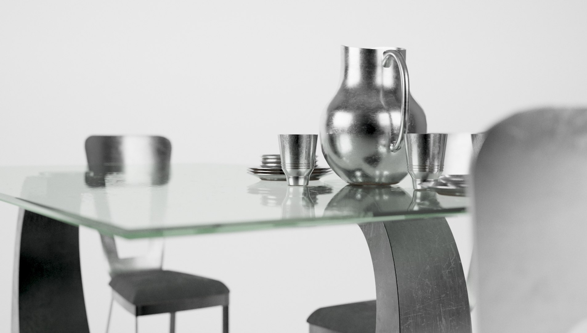 Metal Dining Table 3d Model