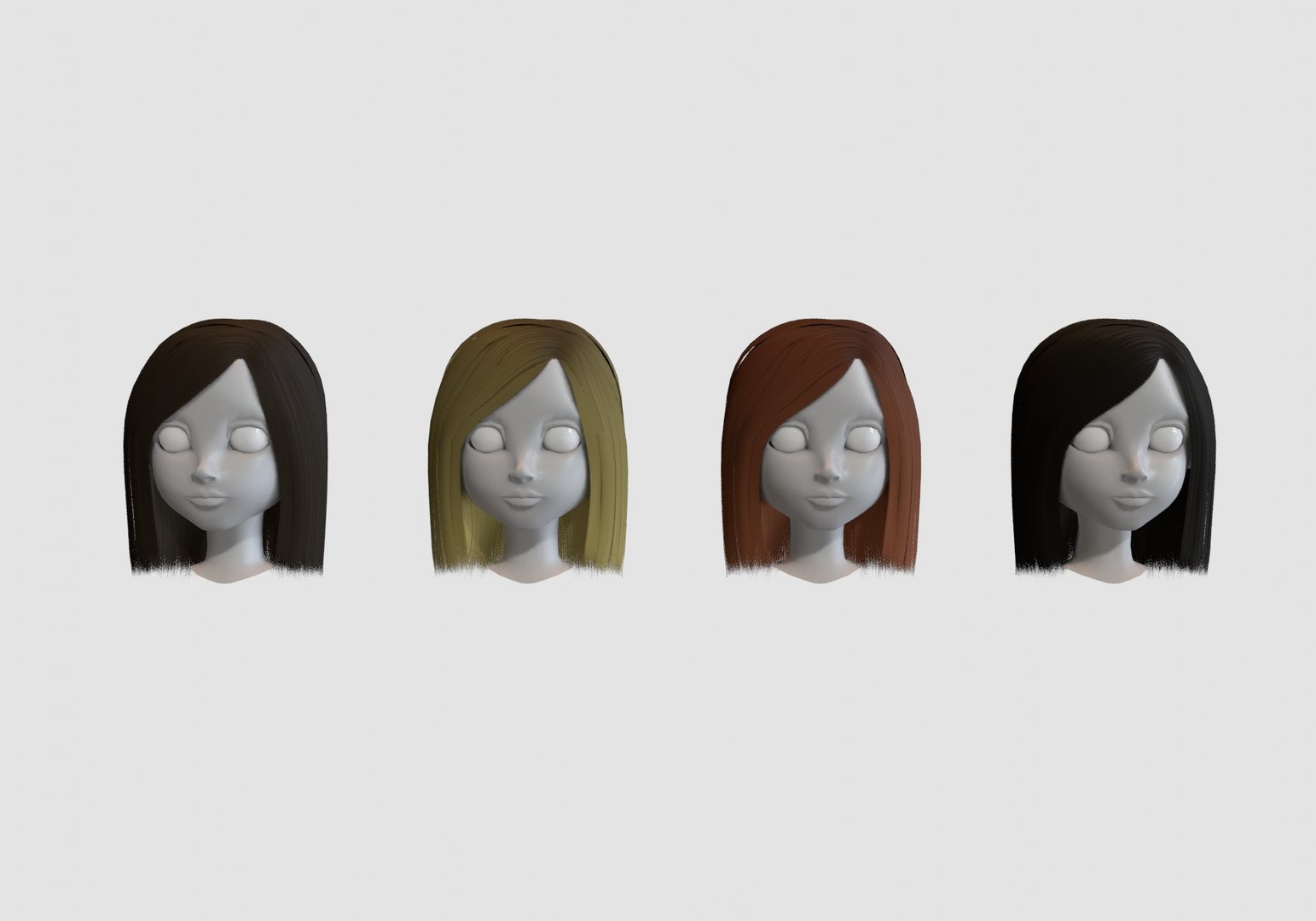 3D Hairstyle In 4 Colors Model - TurboSquid 1899652