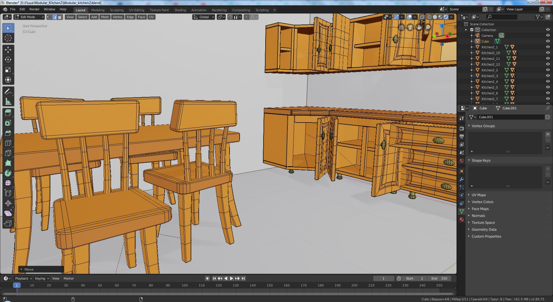 3D Cartoon Modular Kitchen Design Model - TurboSquid 1491643