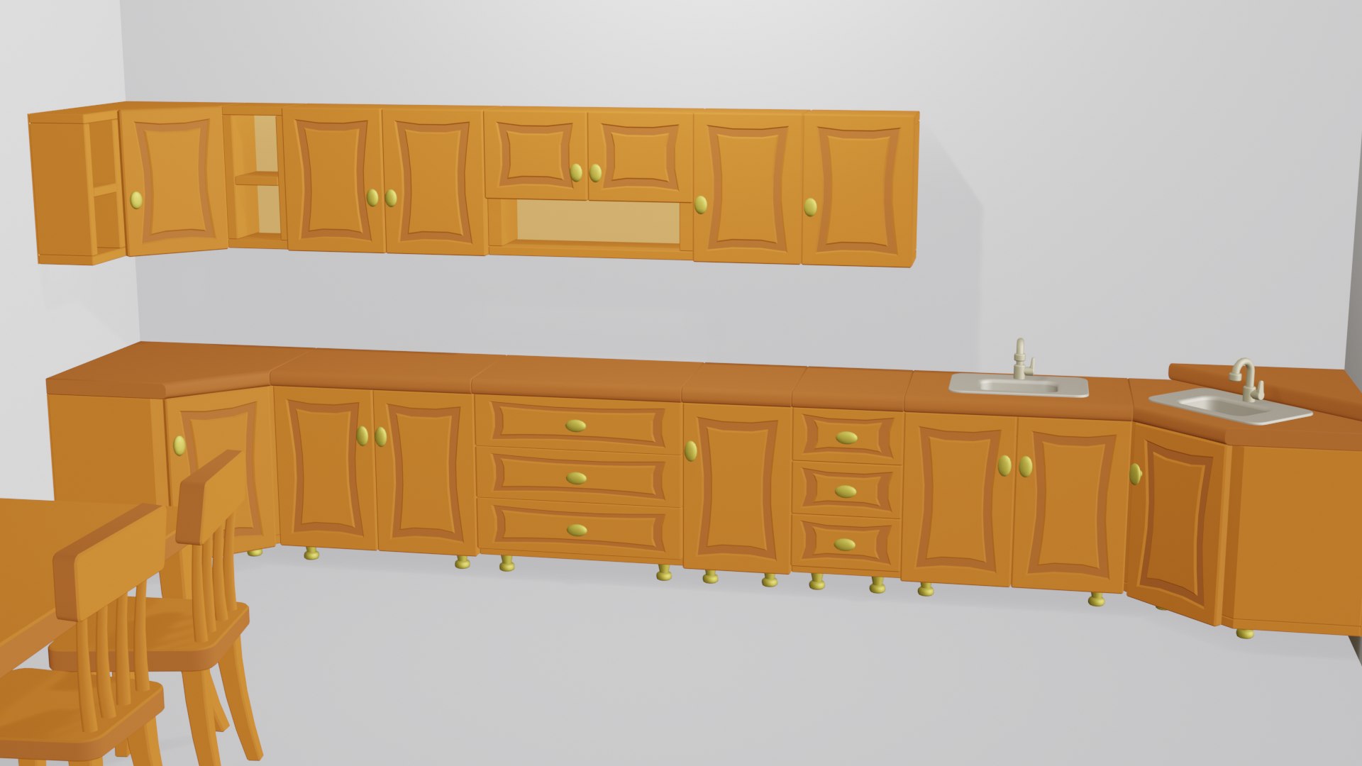 3D Cartoon Modular Kitchen Design Model - TurboSquid 1491643