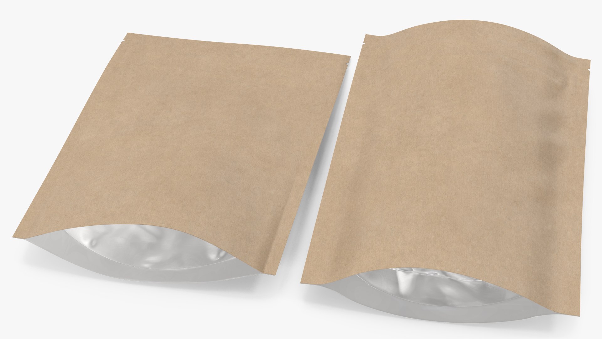 Zipper Kraft Paper Bags with Transparent Front 50 g Mockup 3D model ...