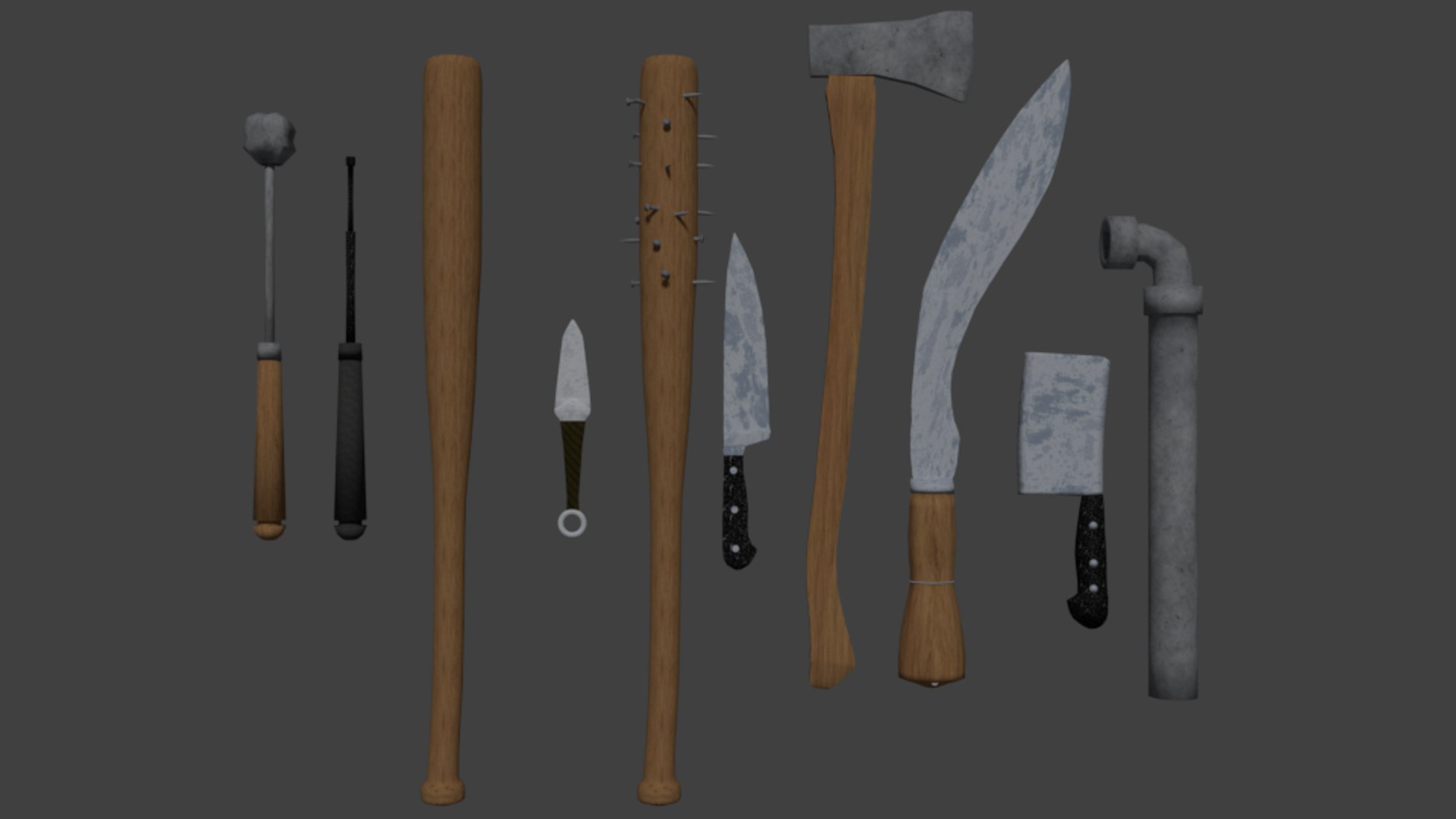 Pack 20 melee weapons model - TurboSquid 1374255