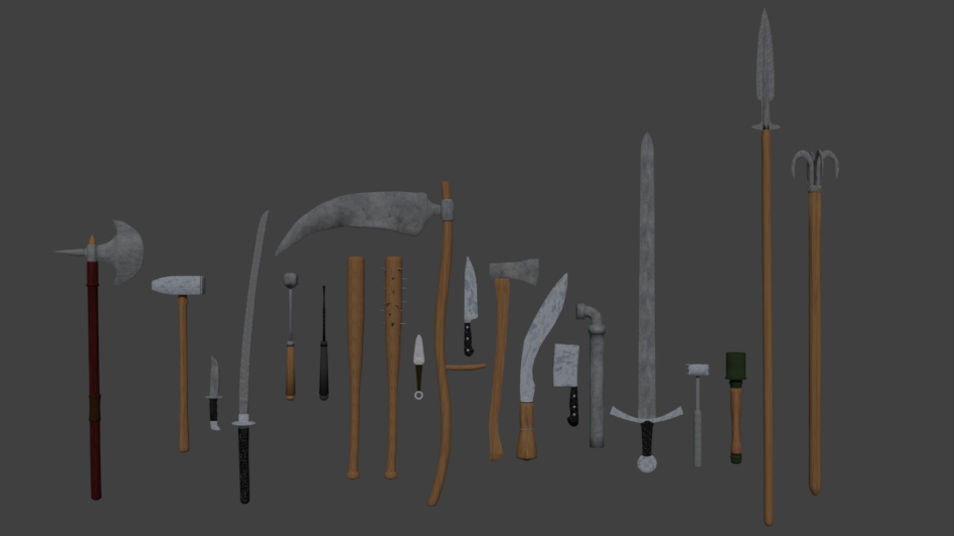 Pack 20 melee weapons model - TurboSquid 1374255