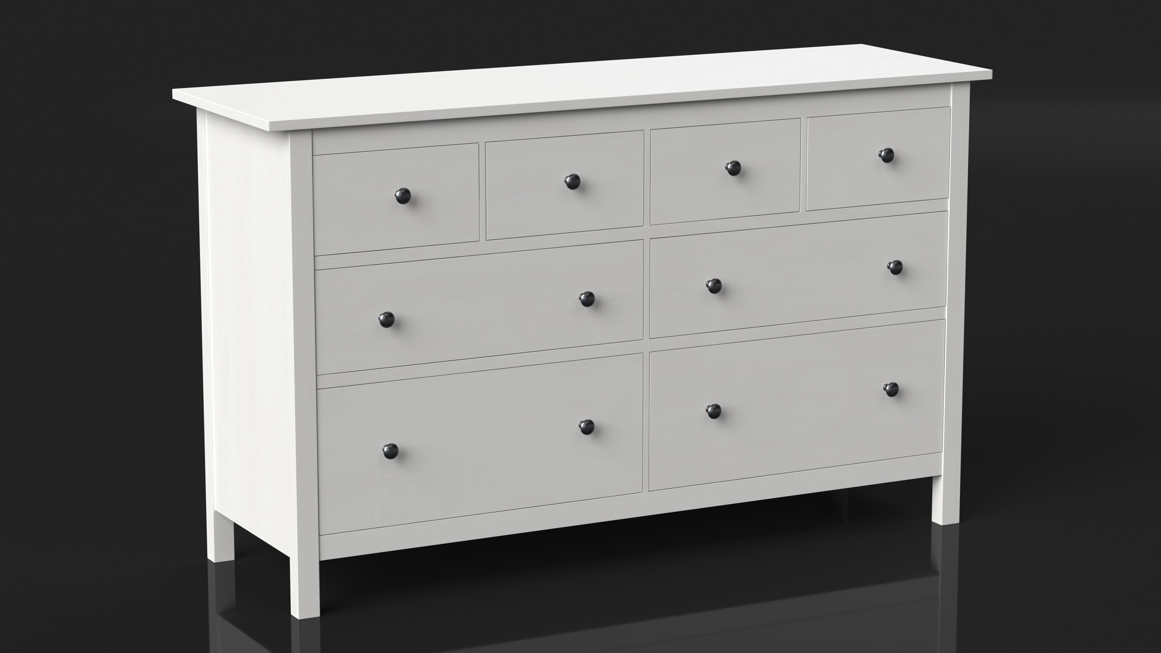 modèle 3D de Ikea Hemnes Commode 8 Tiroirs Teinture Blanche ...
