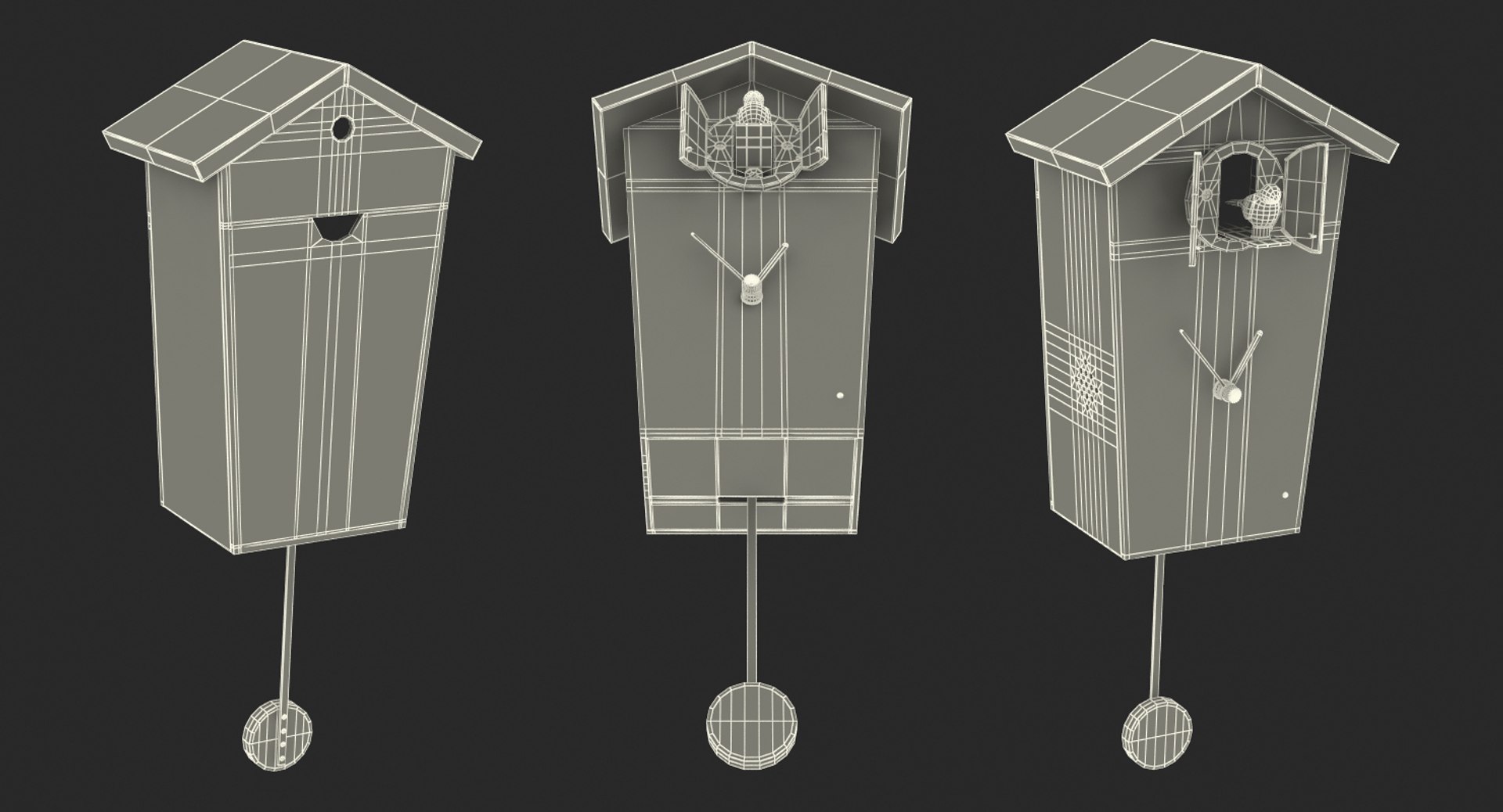Pendulum Regulated Cuckoo Clock 3D - TurboSquid 1280994