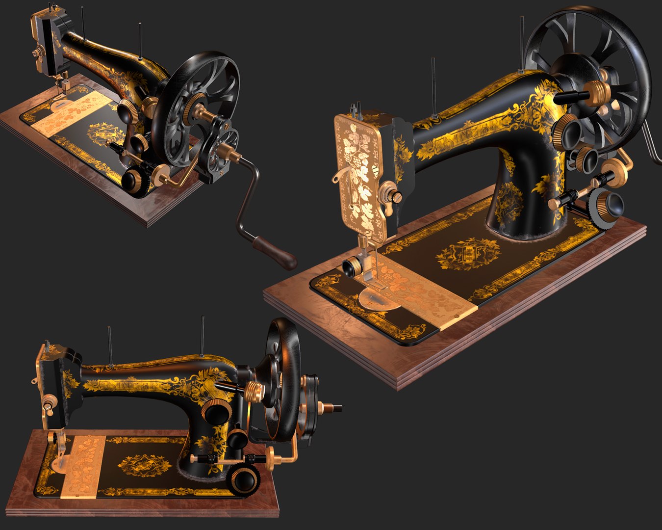 Old antique sewing machine model - TurboSquid 1417236