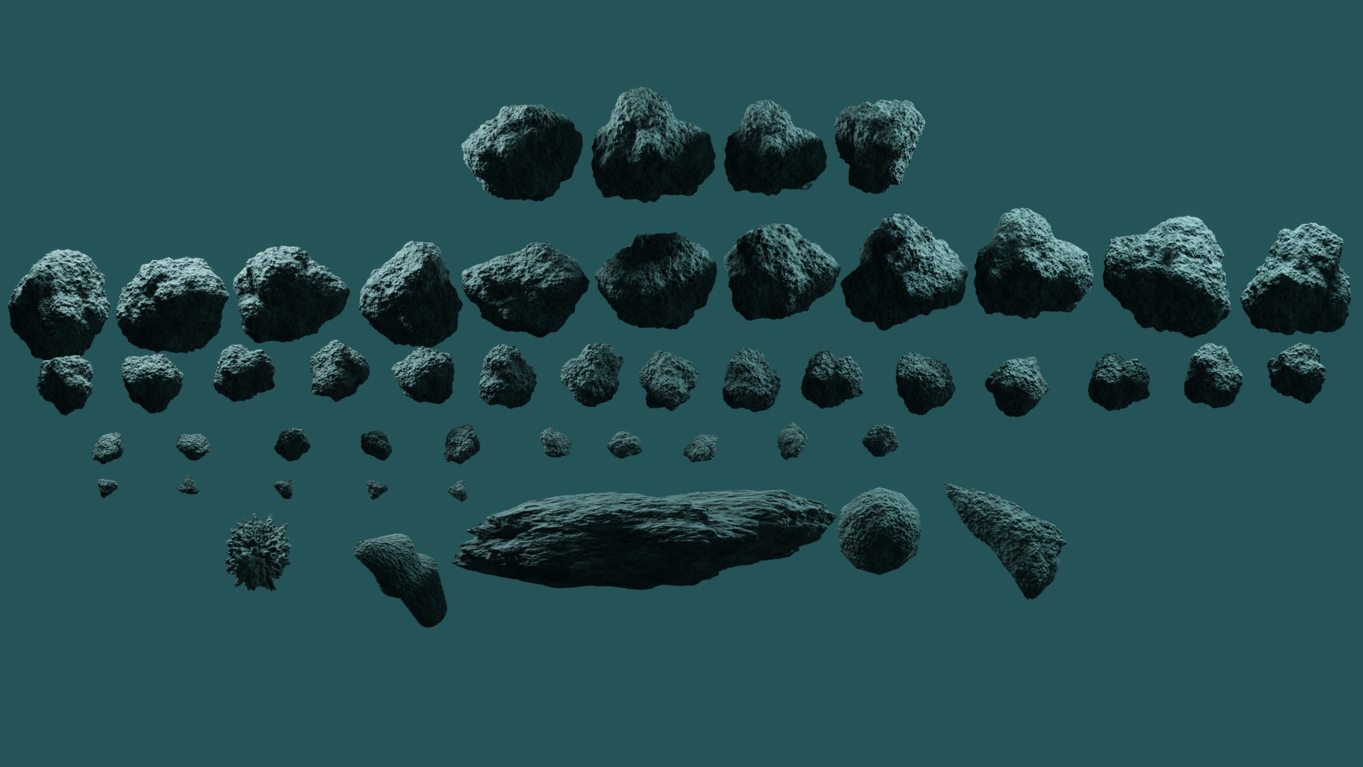 Asteroid Field - 50 Asteroids 3D Model - TurboSquid 1911389