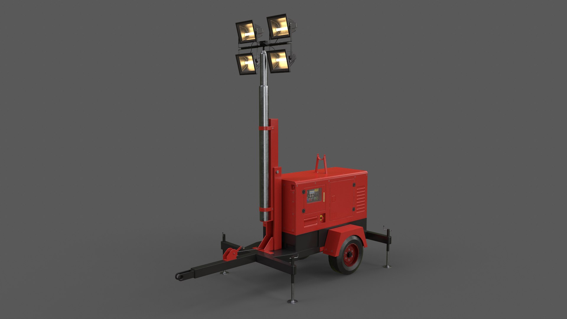 PBR Mobile Light Tower Generator A - Red 3D Model - TurboSquid 1900845