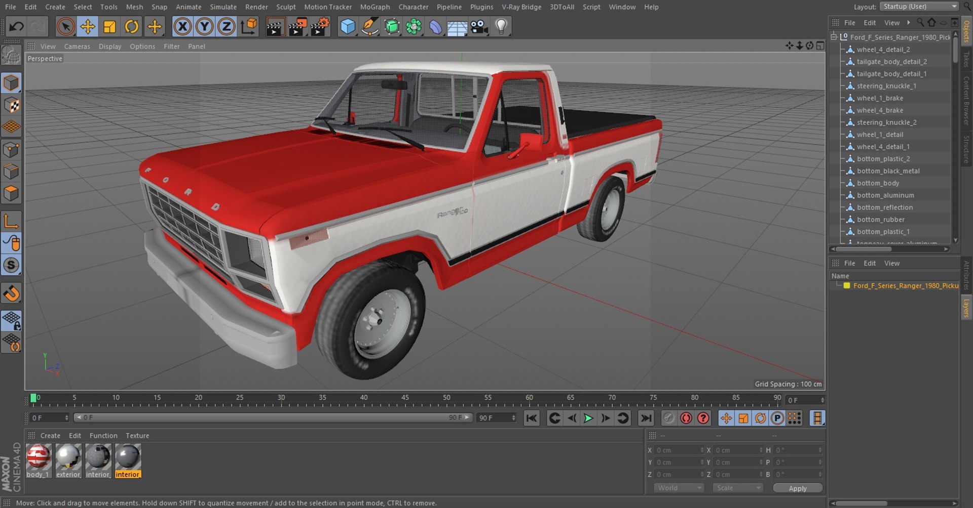 3D model Ford F Series Ranger 1980 Pickup Truck Red - TurboSquid 1853408