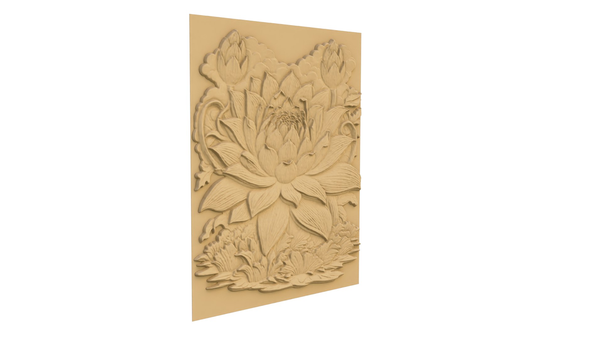 3D Modern Lotus Panel Wall Decor Set Wall Relief Mural CNC 140 Model ...