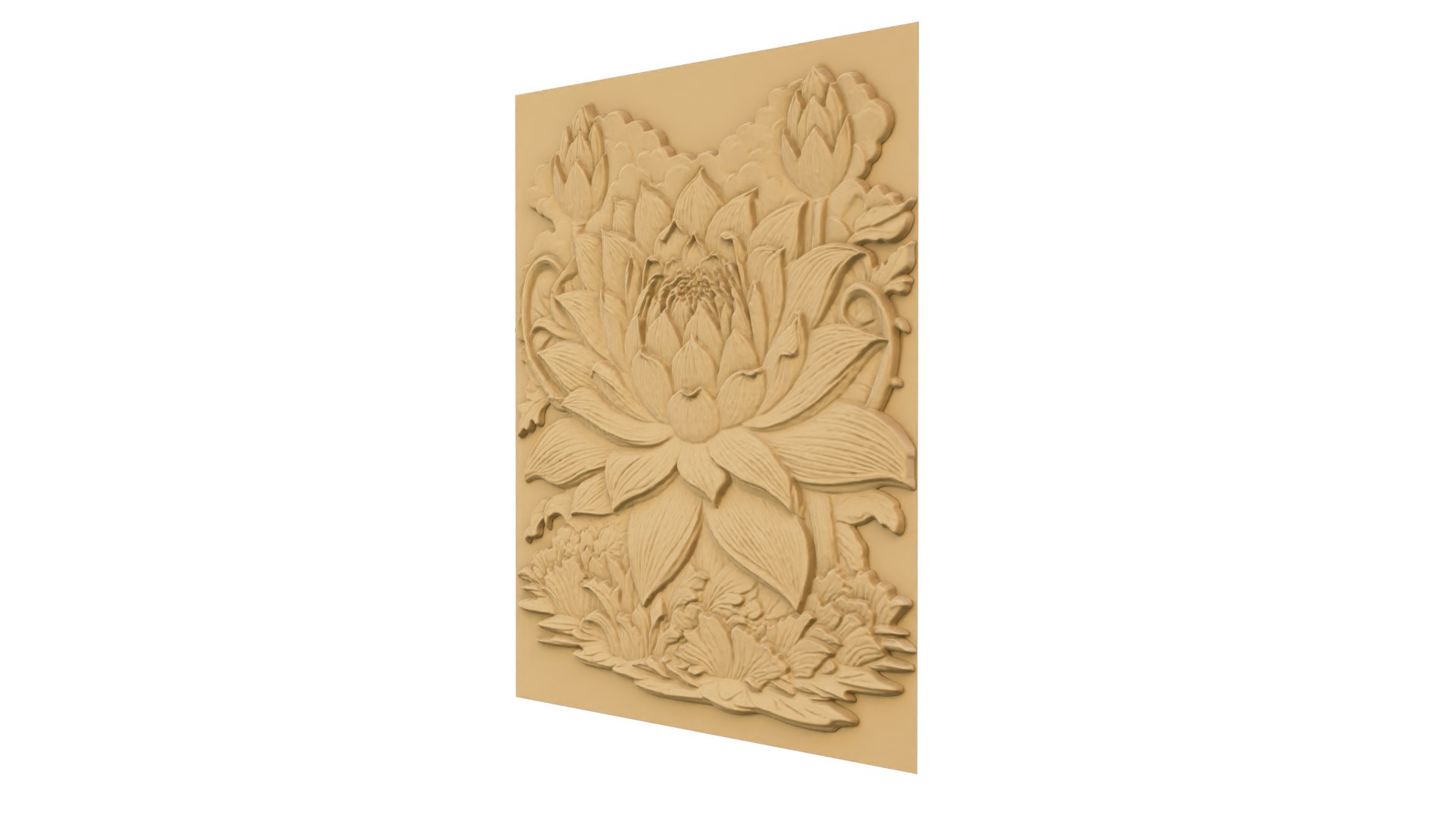 3D Modern Lotus Panel Wall Decor Set Wall Relief Mural CNC 140 Model ...