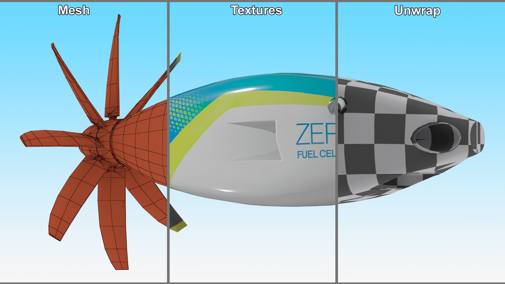 Zeroe Fuel Cell Aircraft Prototype Simplified 3D Model - TurboSquid 2378207