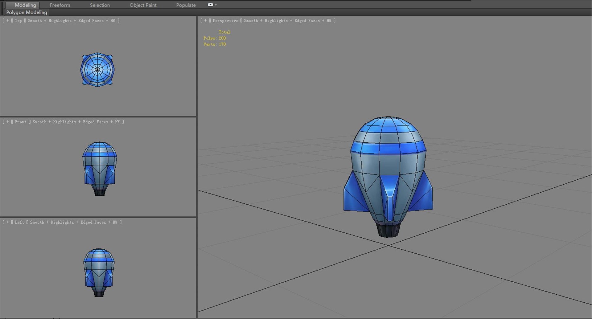 3D Model Cartoon Blue Rocket Missile - TurboSquid 2269654