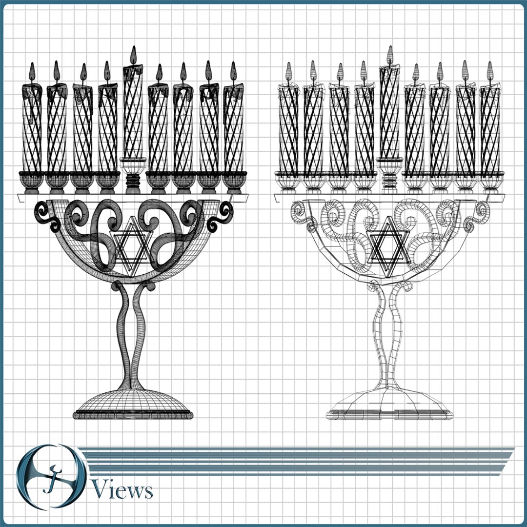 3d Model Holiday Menora Candle Animation
