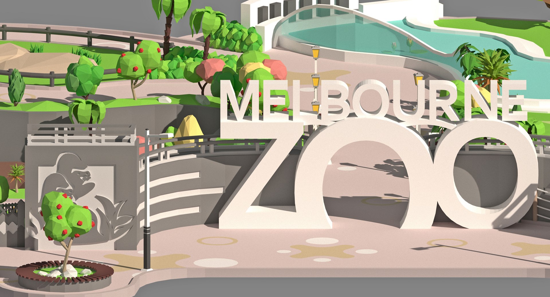 3D Zoo Trees Shrubs Model - TurboSquid 1349151