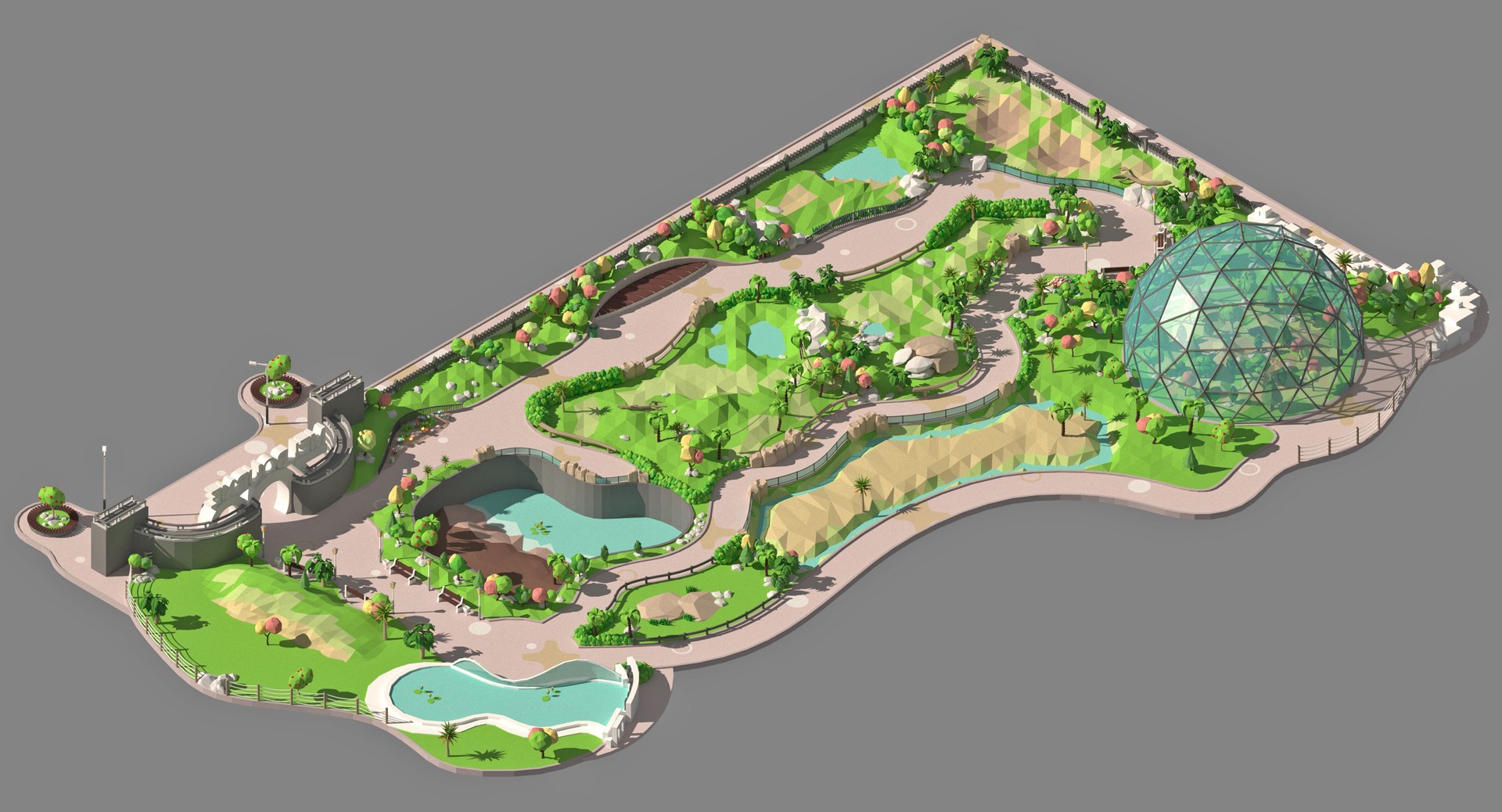 3D Zoo Trees Shrubs Model - TurboSquid 1349151