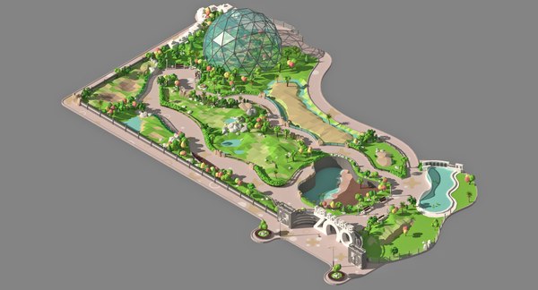 3D zoo trees shrubs model - TurboSquid 1349151