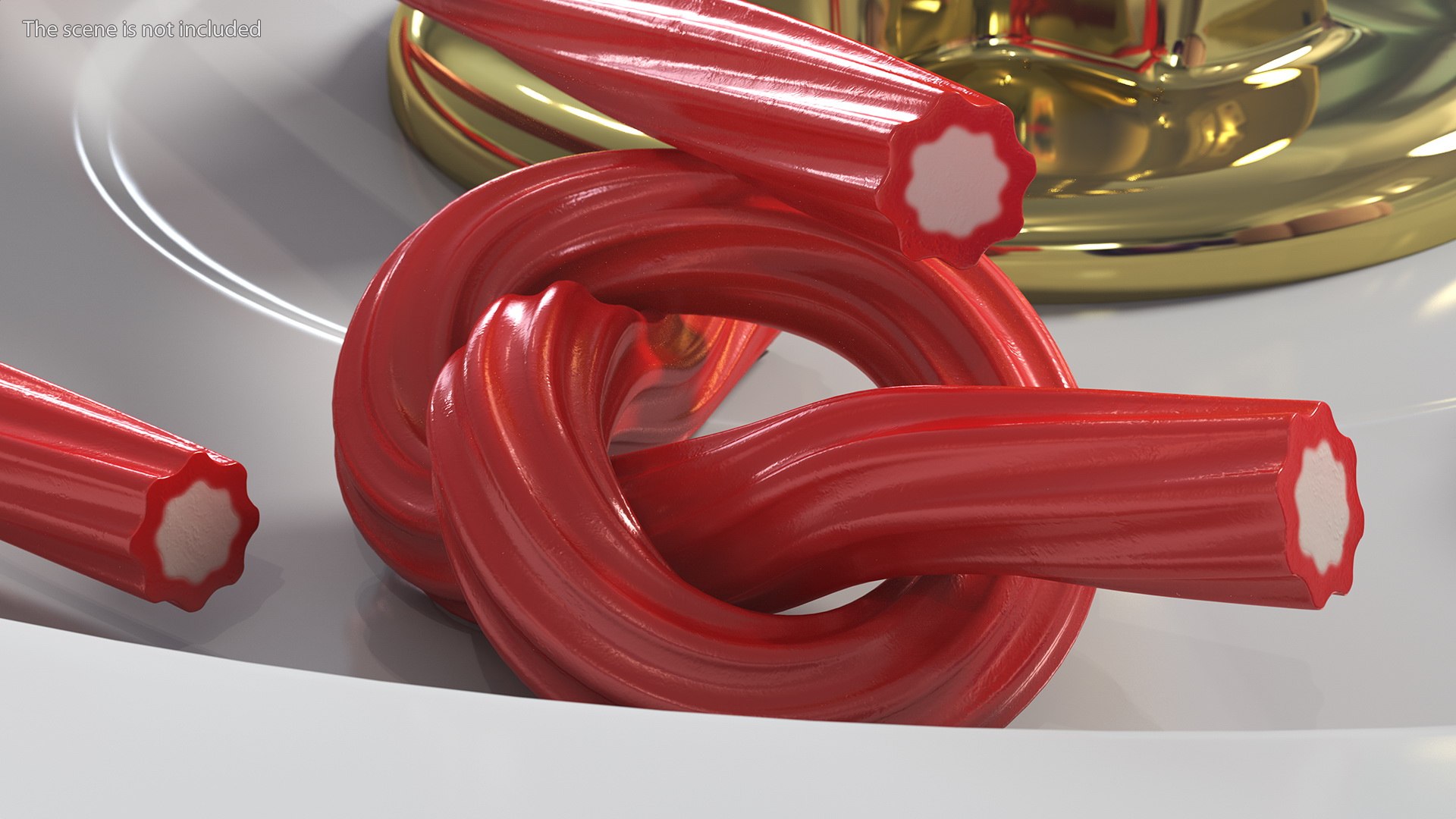 Red Gummy Candies Licorice Twisted Rope Set 3D model - TurboSquid 1734552
