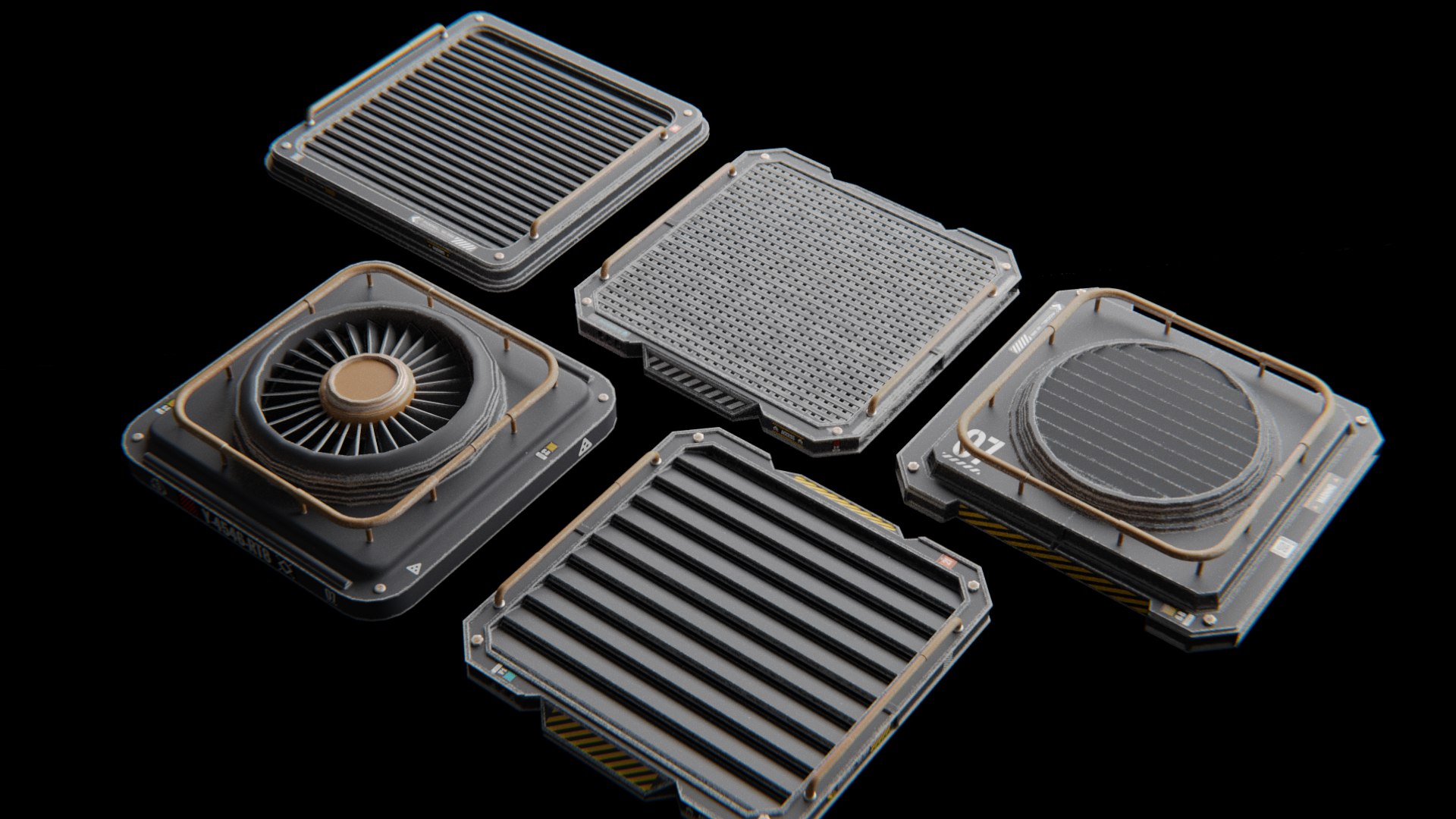 3D Sci-Fi Air Vents HyperVents V2 Model - TurboSquid 2062712